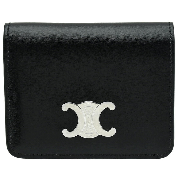 Celine | Bags | Celine Compact Wallet Triomphe Bifold Black Leather ...